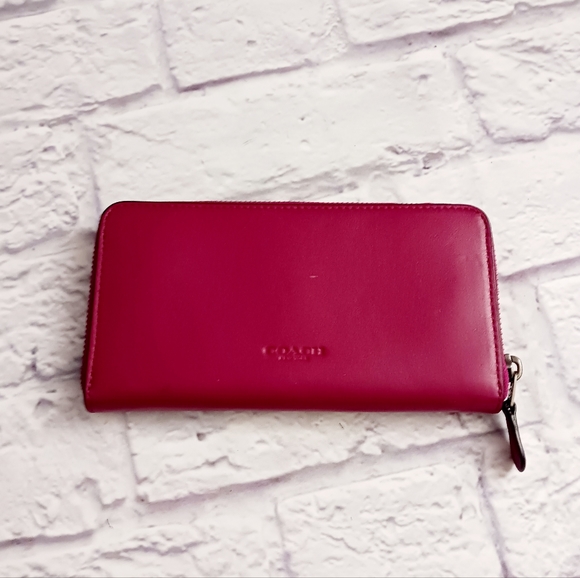 Coach | Bags | Coach Maron Plum Leather Zip Wallet | Poshmark